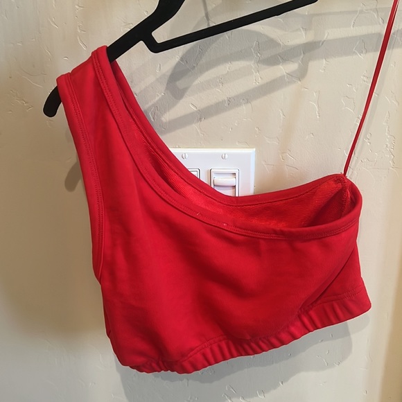 Tops | One Shoulder Red Crop Tank Top | Poshmark